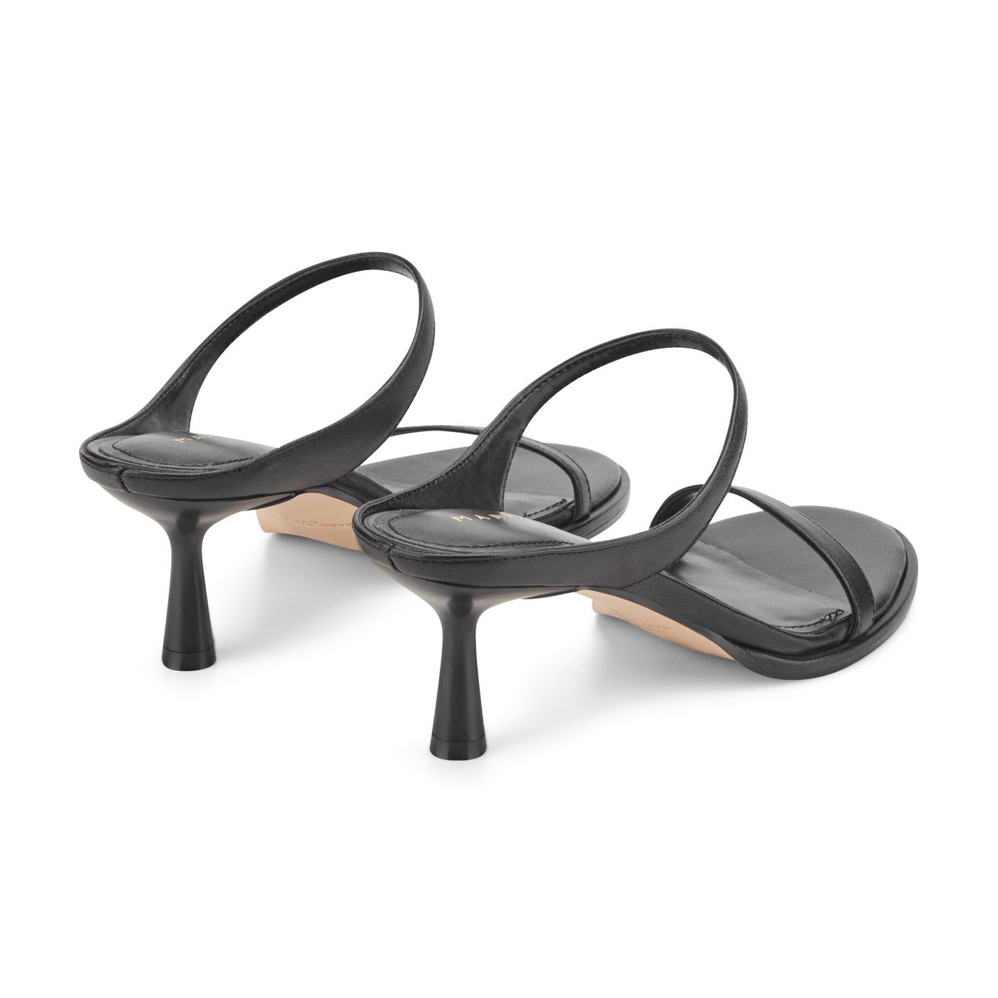 Women's Alonde Leather Heeled Slide Sandal - Black Leather | Marc ...