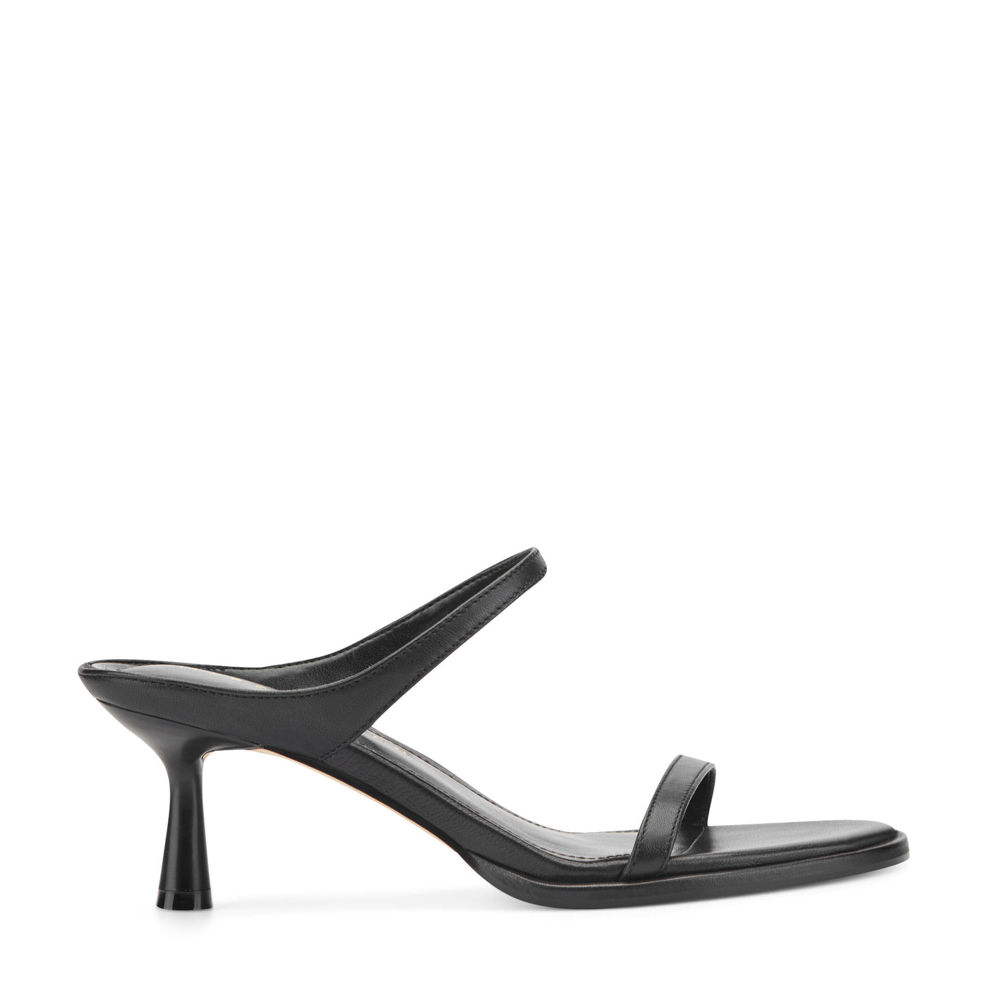Women's Alonde Leather Heeled Slide Sandal - Black Leather | Marc ...