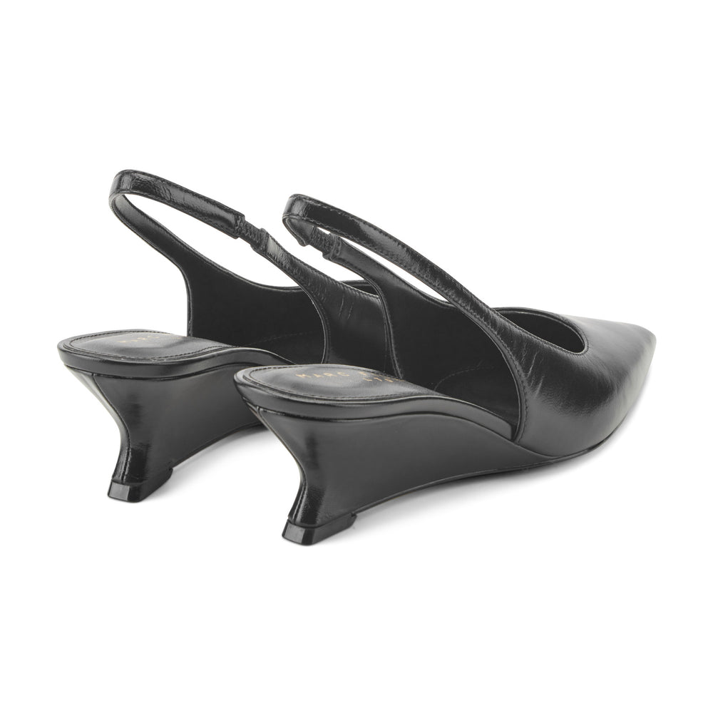 Women's Taten Leather Wedge Slingback Pump - Black Leather | Marc ...