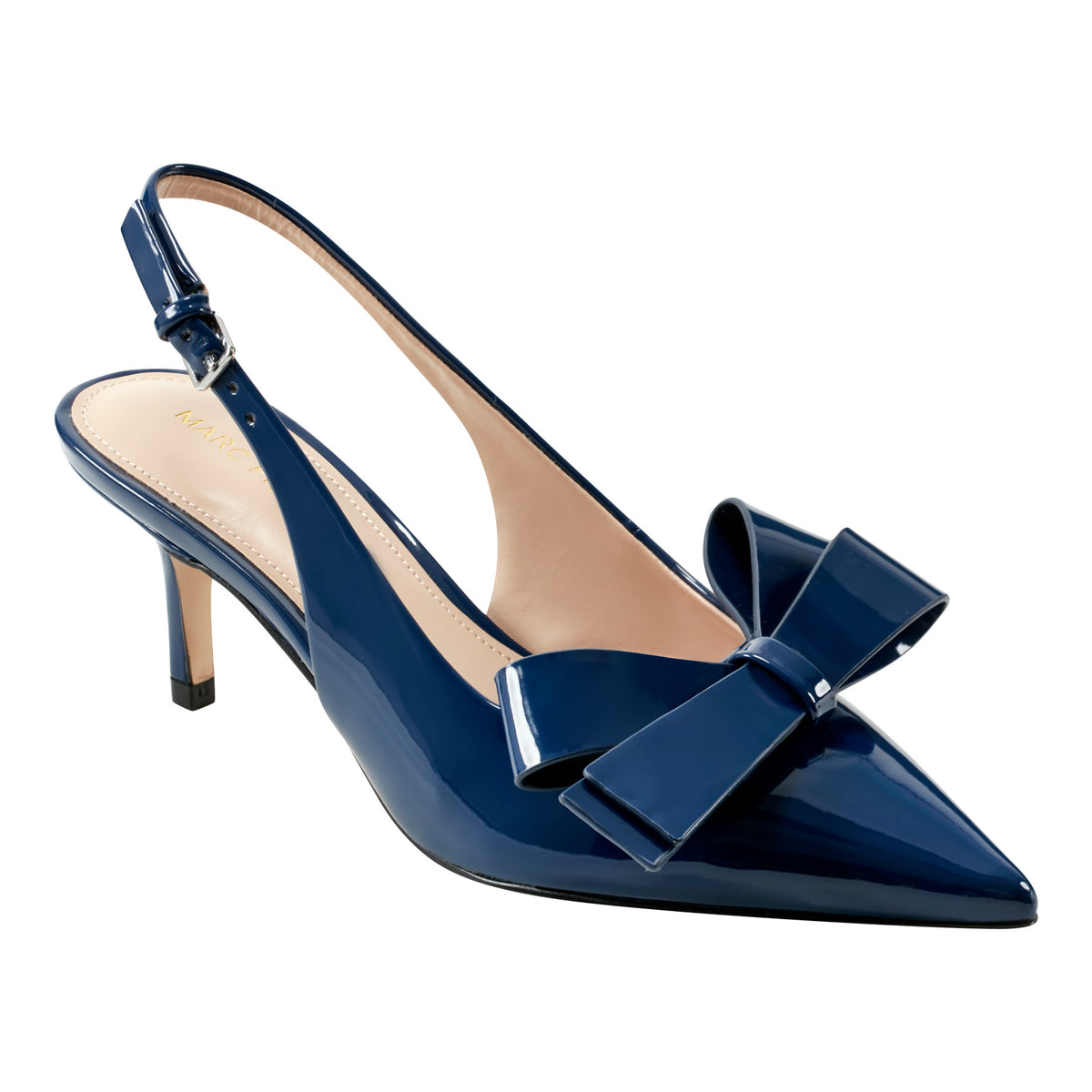 Women's Allon Bow Slingback Pump - Navy Patent | Marc Fisher Footwear